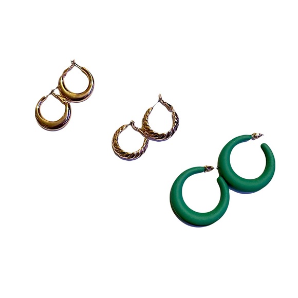 Jewelry | 3 Piece Set Of Hoop Earrings Gold | Poshmark